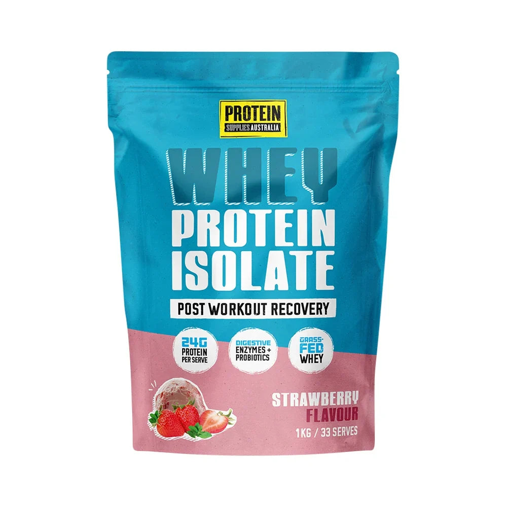 Protein Supplies Whey Protein Isolate Strawberry 1kg — Health Freek